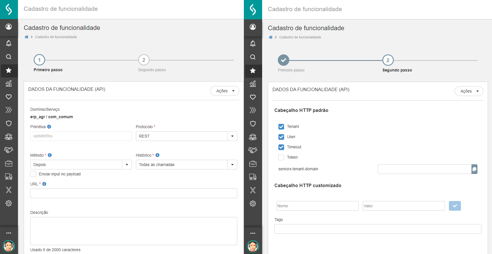 Customizações – Senior X PLATFORM
